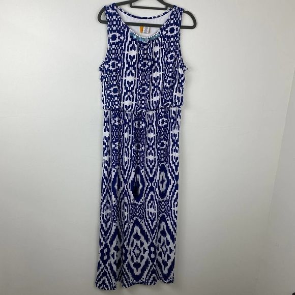 Ruby Rd. | Dresses | Ruby Rd Blue And White Sleeveless Maxi Dress Size ...